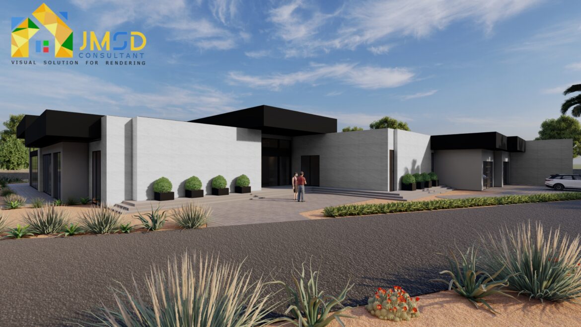 3D Exterior Rendering with Landscape in San Jose California